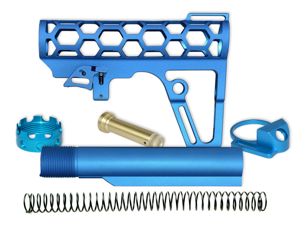 Complete Skeletonized Buttstock with Tube Parts Kit, Blue – Justrails.com